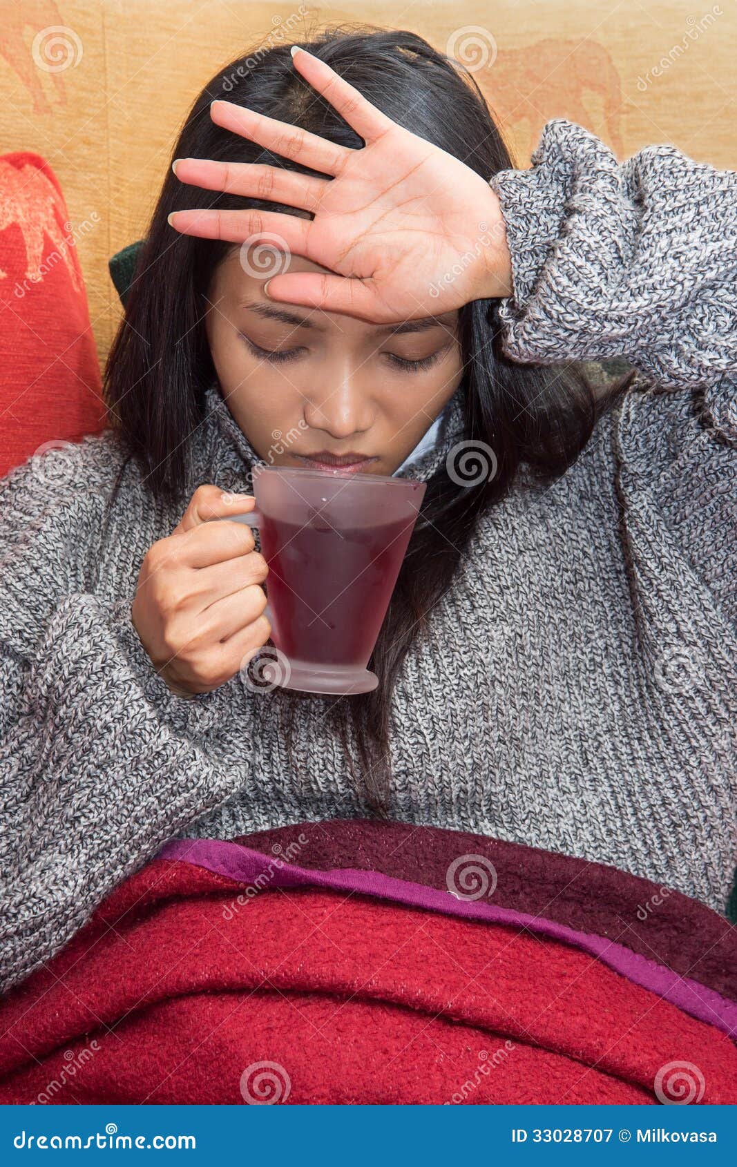 Sick woman stock image. Image of herbs, indoor, inside - 33028707