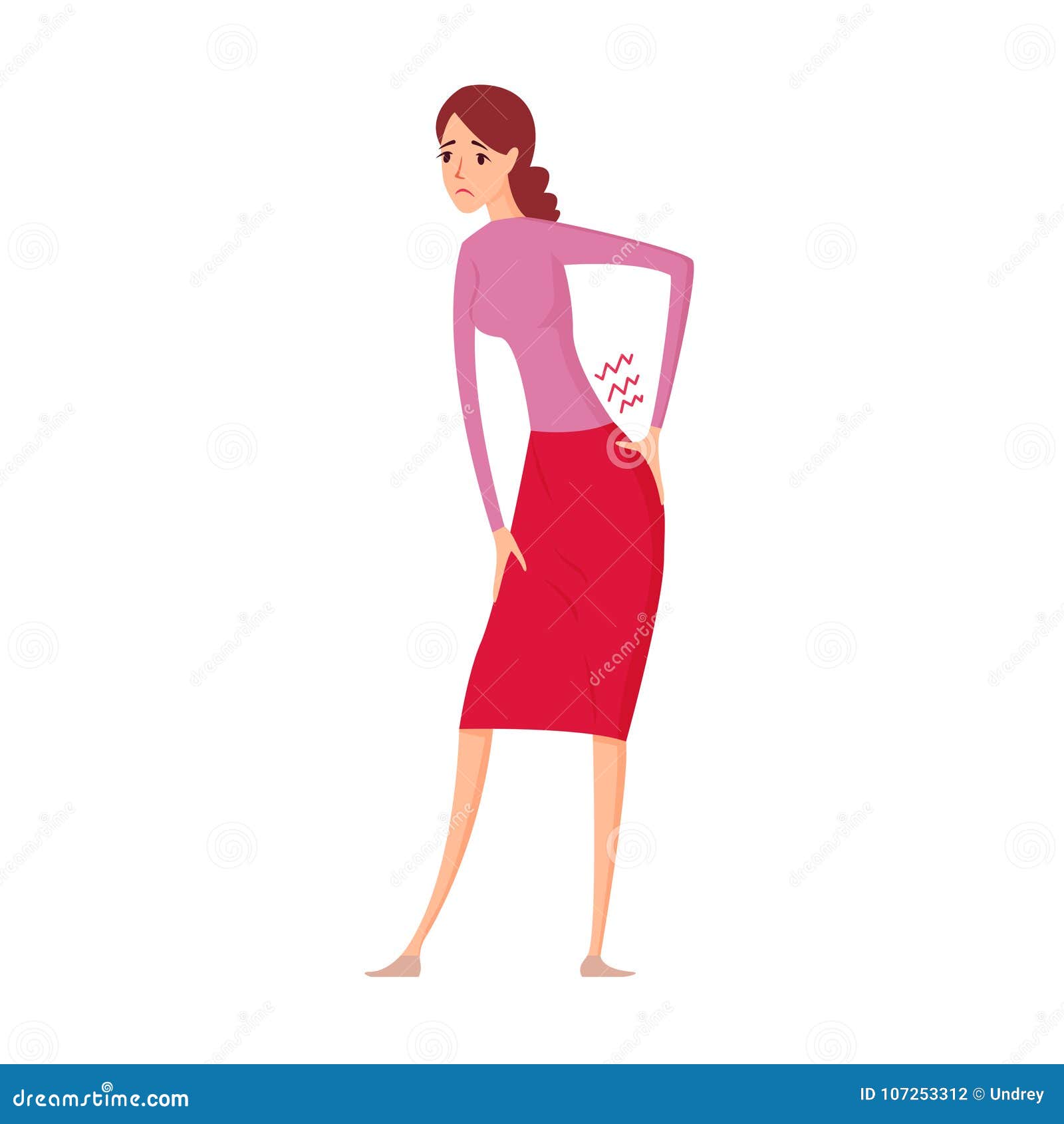 Sick Women with Pain in Back Illustration. Stock Illustration ...