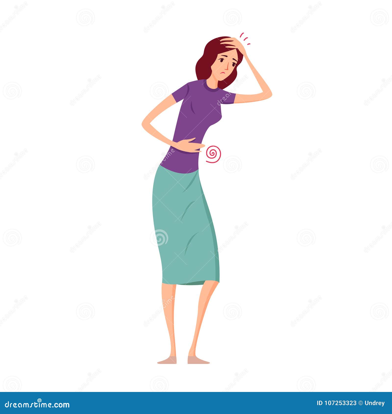 Sick Women with Pain and Diseases Vector Illustration. Stock Vector ...