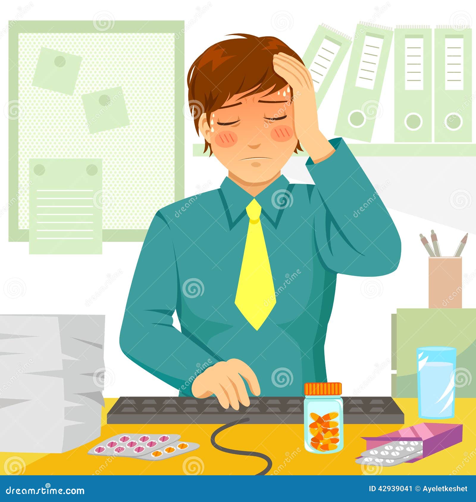 Sick at work stock vector. Illustration of adult, illness - 42939041