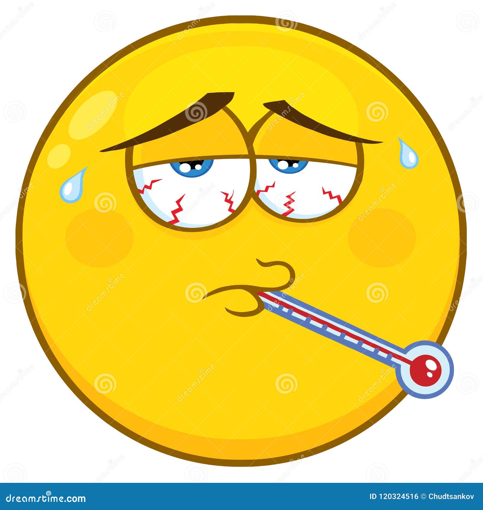 Sick Yellow Cartoon Smiley Face Character with Tired Expression and ... Sick Yellow Cartoon Smiley Face Character with Tired Expression and ...