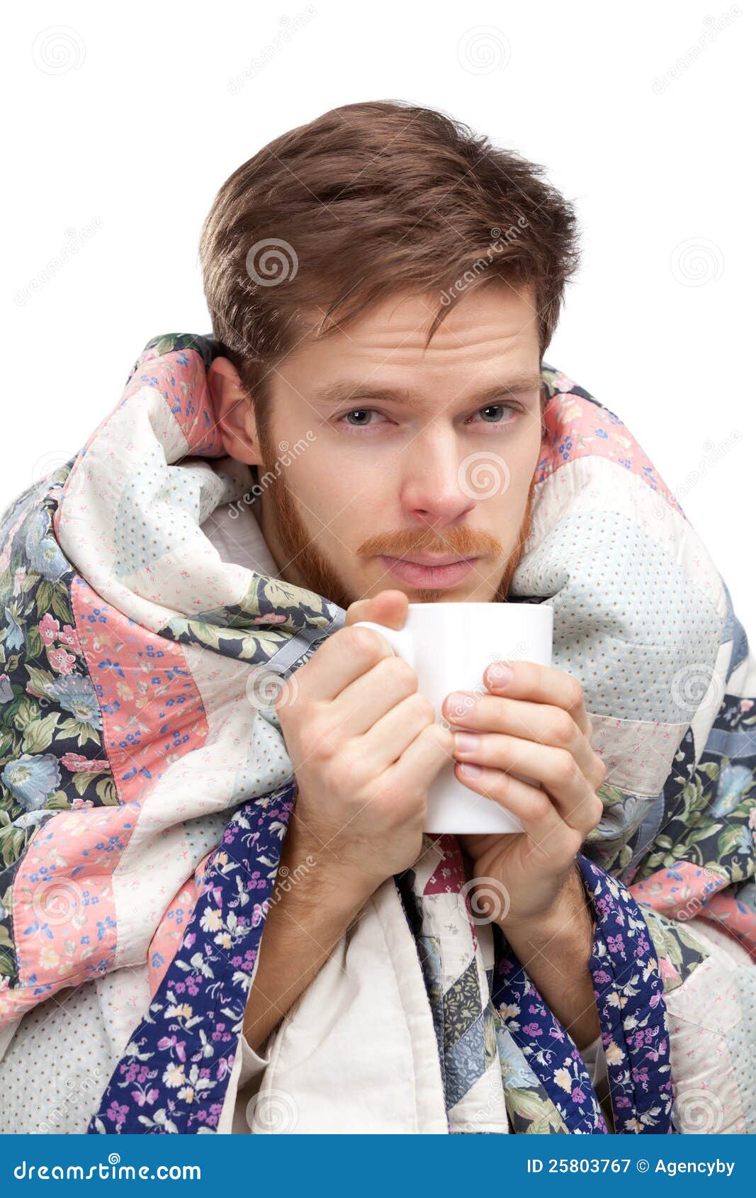Sick young man with a cap stock image. Image of portrait - 25803767