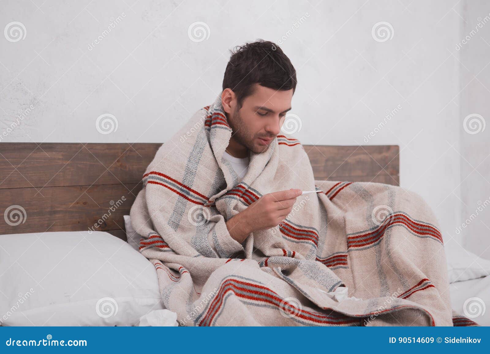 Sick Young Man Fever Concept Stock Image - Image of adult, disease ...