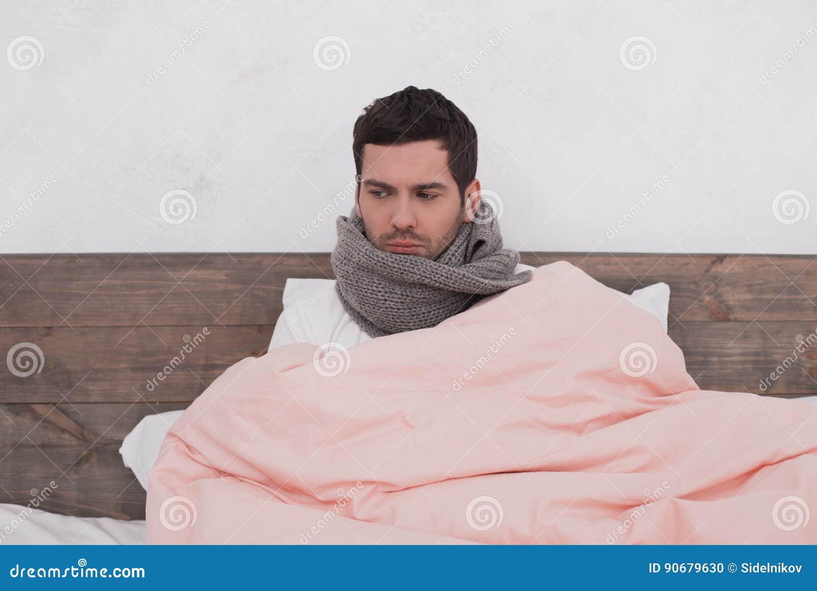 Sick Young Man Fever Concept Stock Photo - Image of healthcare, serious ...