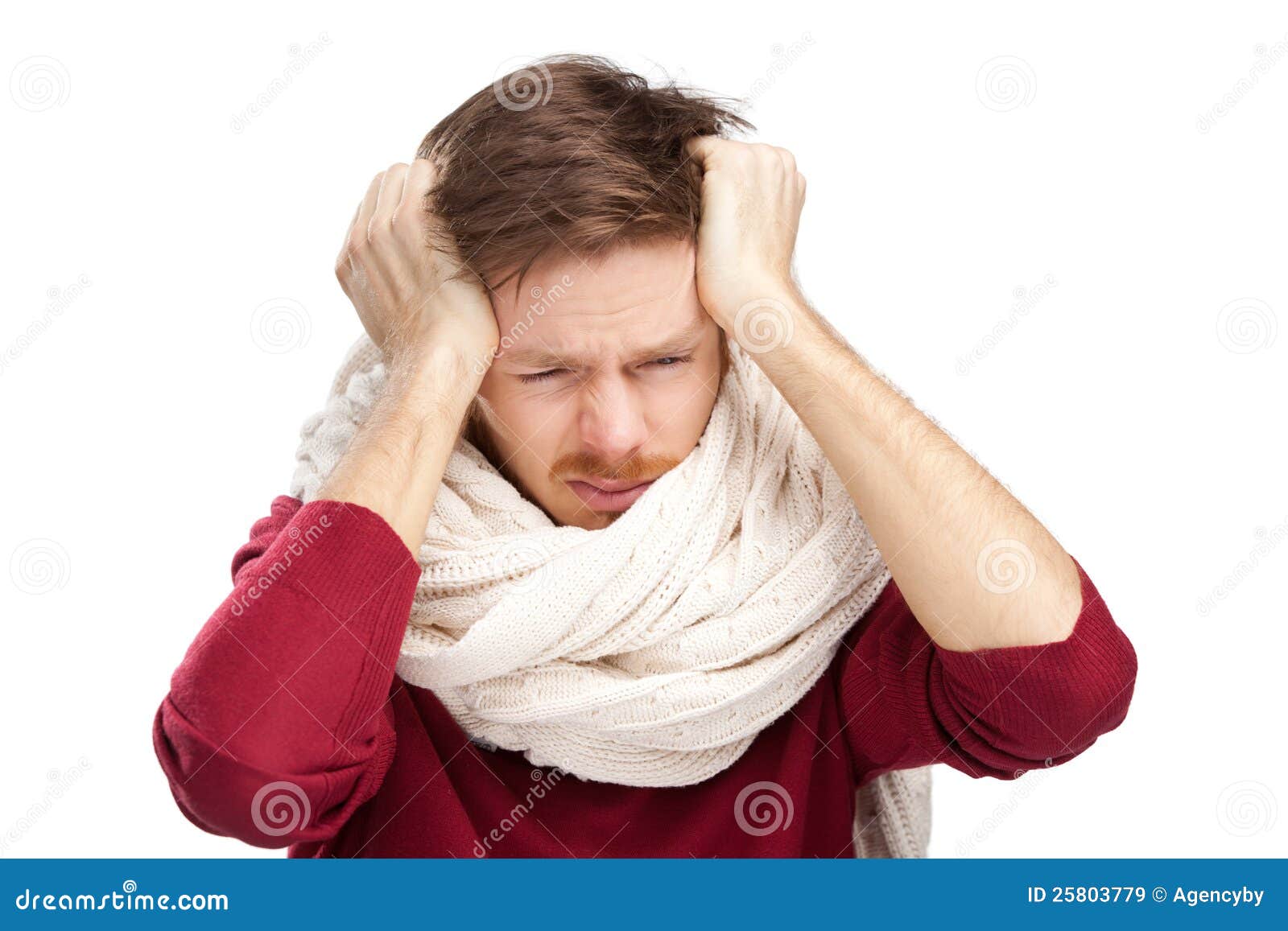 Sick Young Man with a Headache Stock Image - Image of background ...