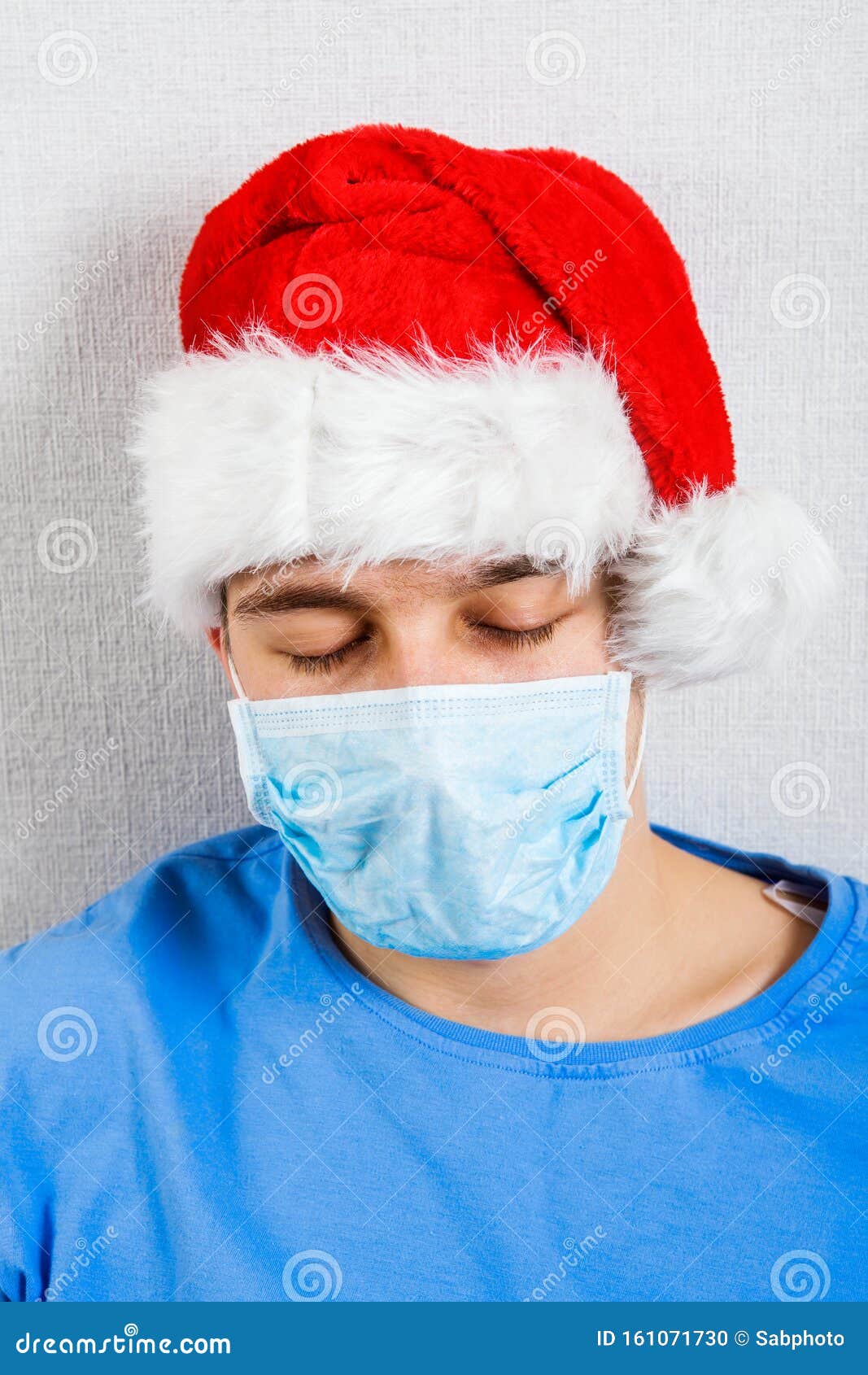 Sick Young Man in Santa Hat Stock Photo - Image of handsome, influenza ...