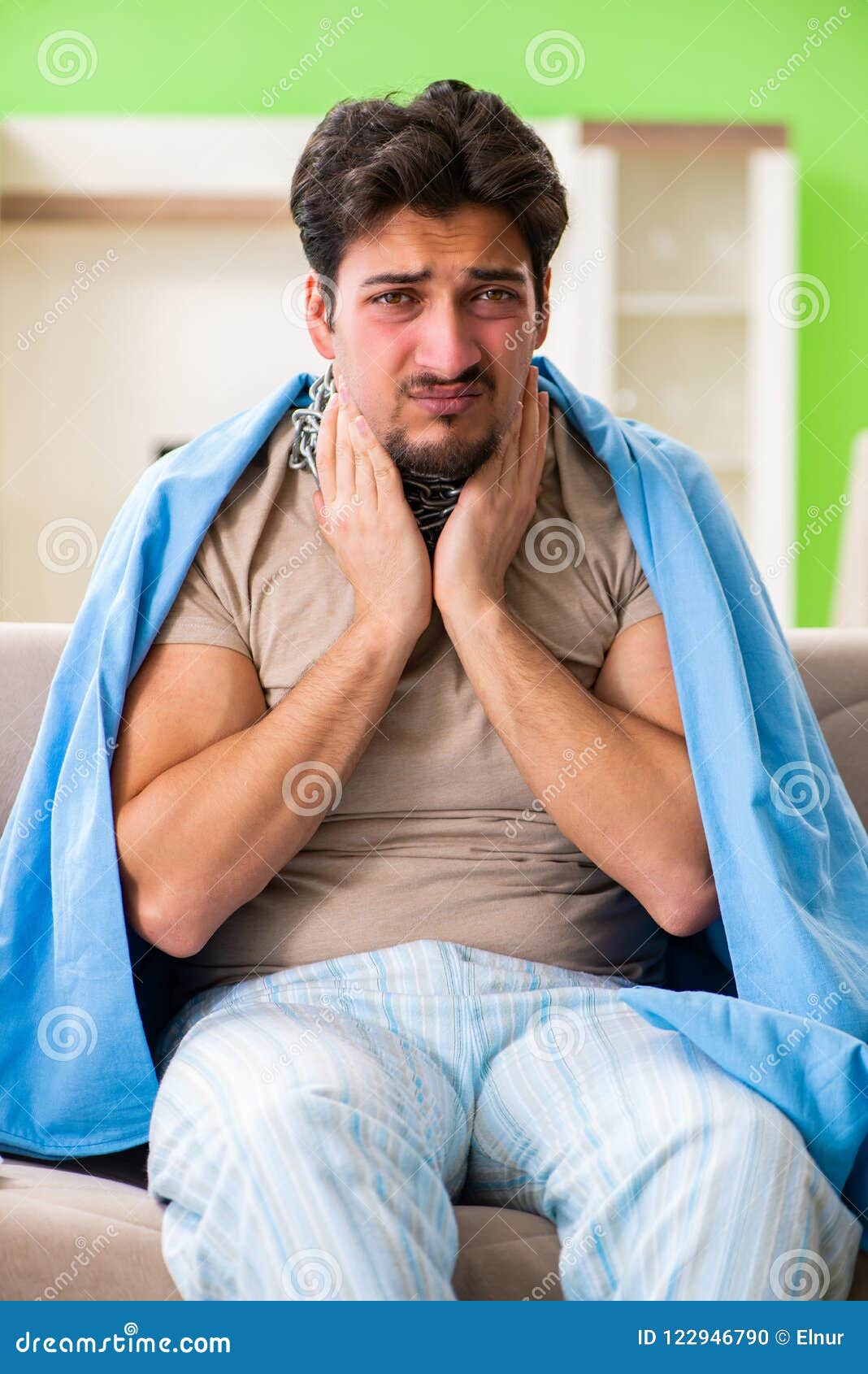 The Sick Young Man Suffering from Flu at Home Stock Photo - Image of ...