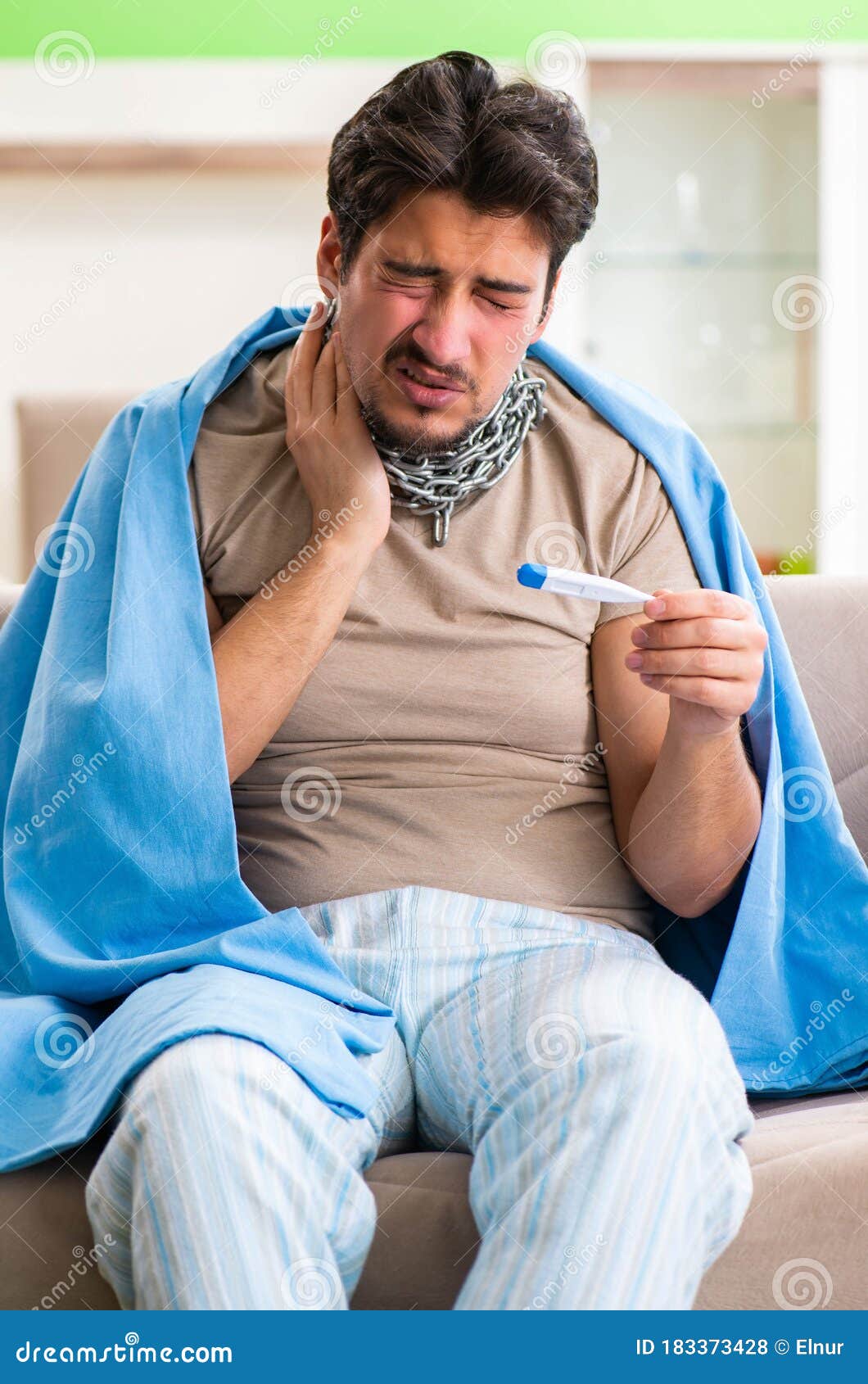 Sick Young Man Suffering from Flu at Home Stock Photo - Image of ...