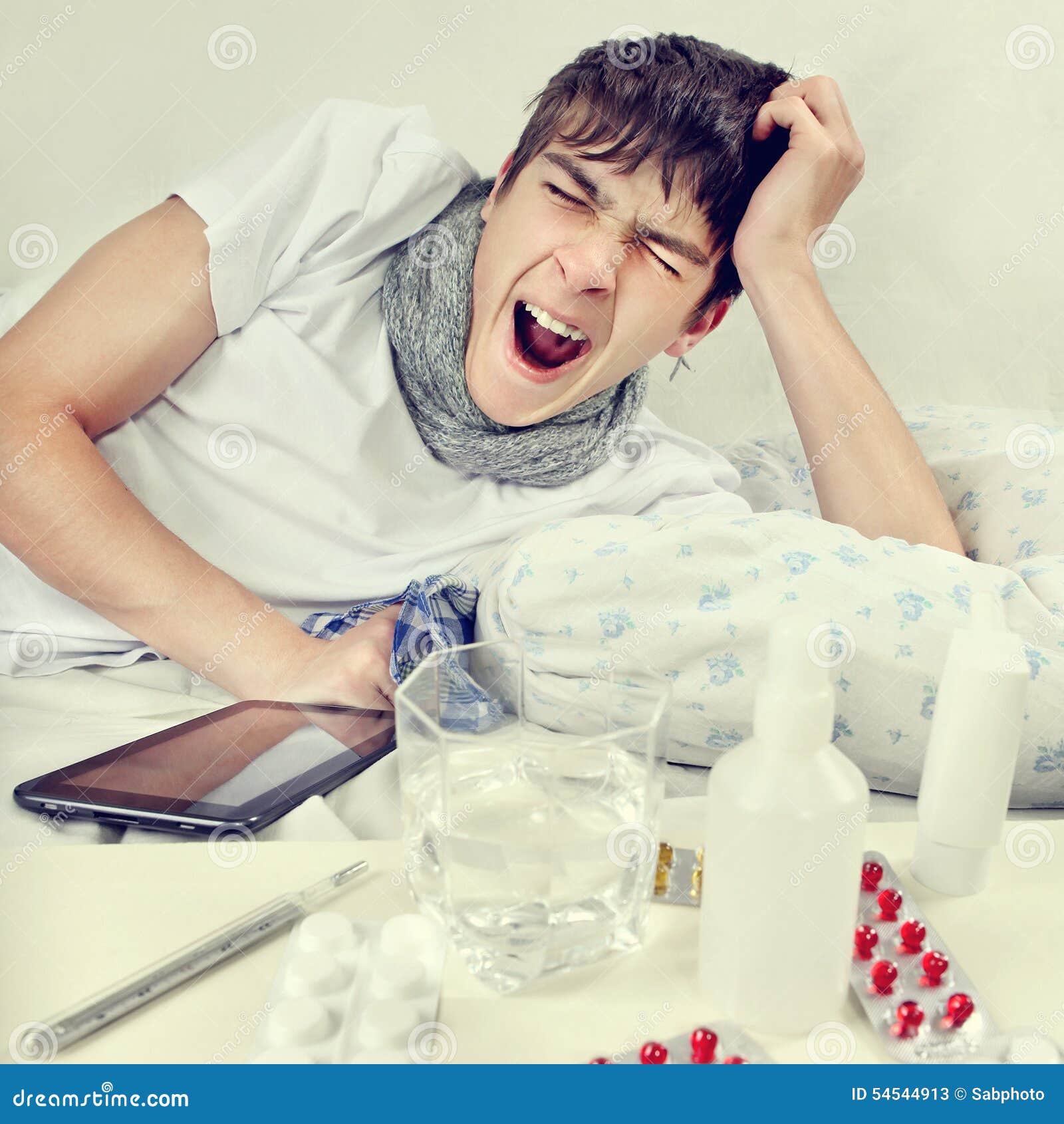 Sick Young Man stock image. Image of shirt, home, diseased - 54544913