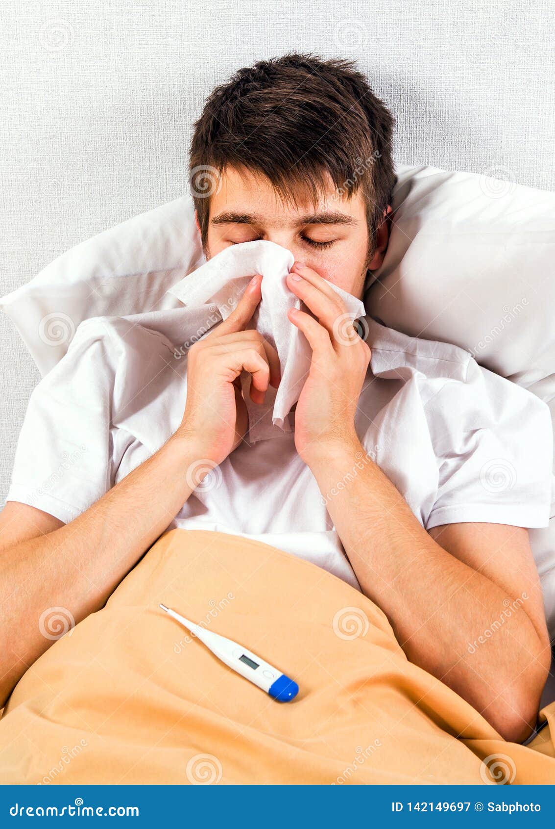 Sick Young Man stock image. Image of rhinitis, caucasian - 142149697