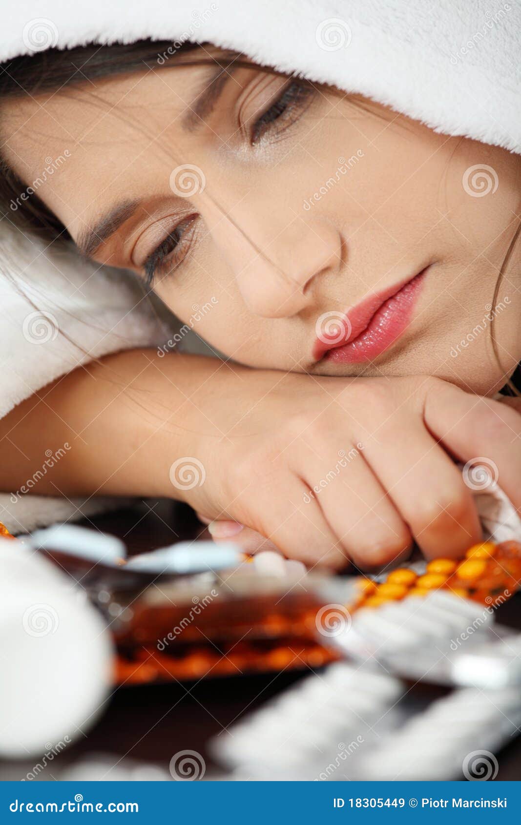 Sick young woman stock image. Image of ache, expression - 18305449