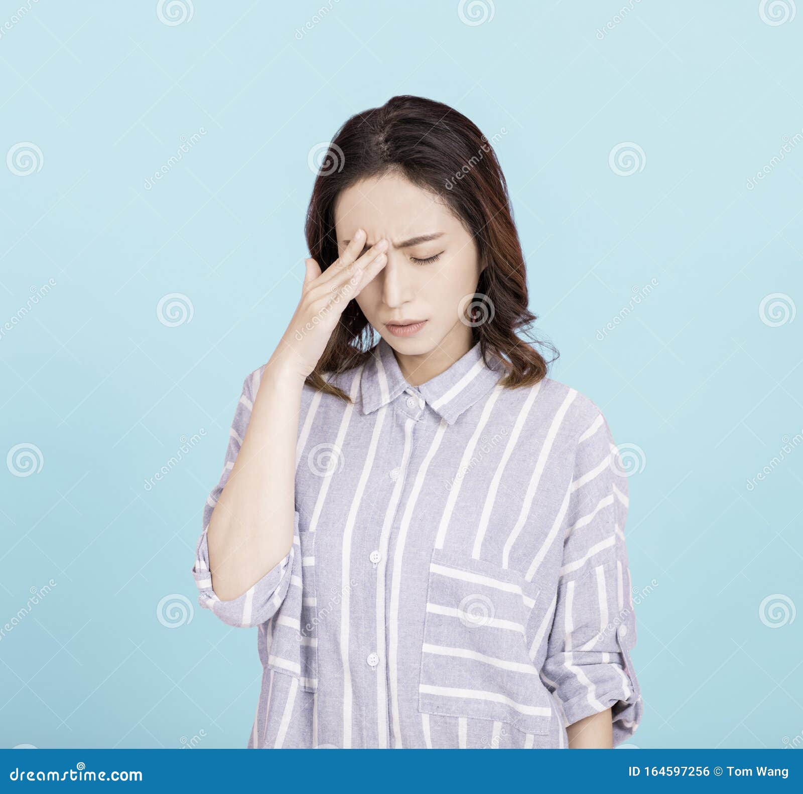Sick Young Woman with Headache Stock Photo - Image of freeze, cold ...