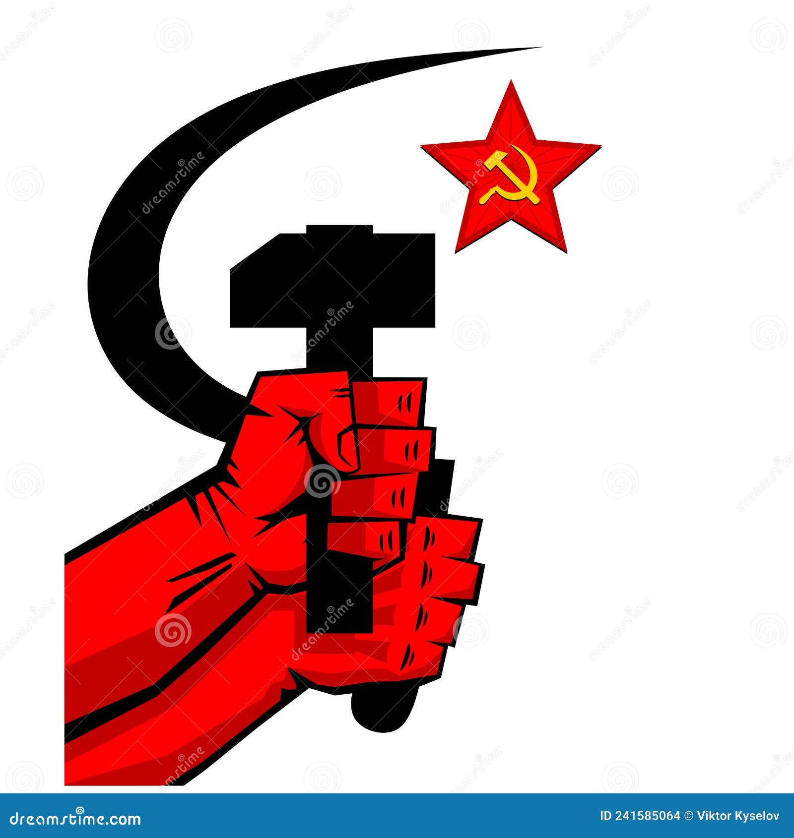 Sickle and hammer in hands stock vector. Illustration of lenin - 241585064