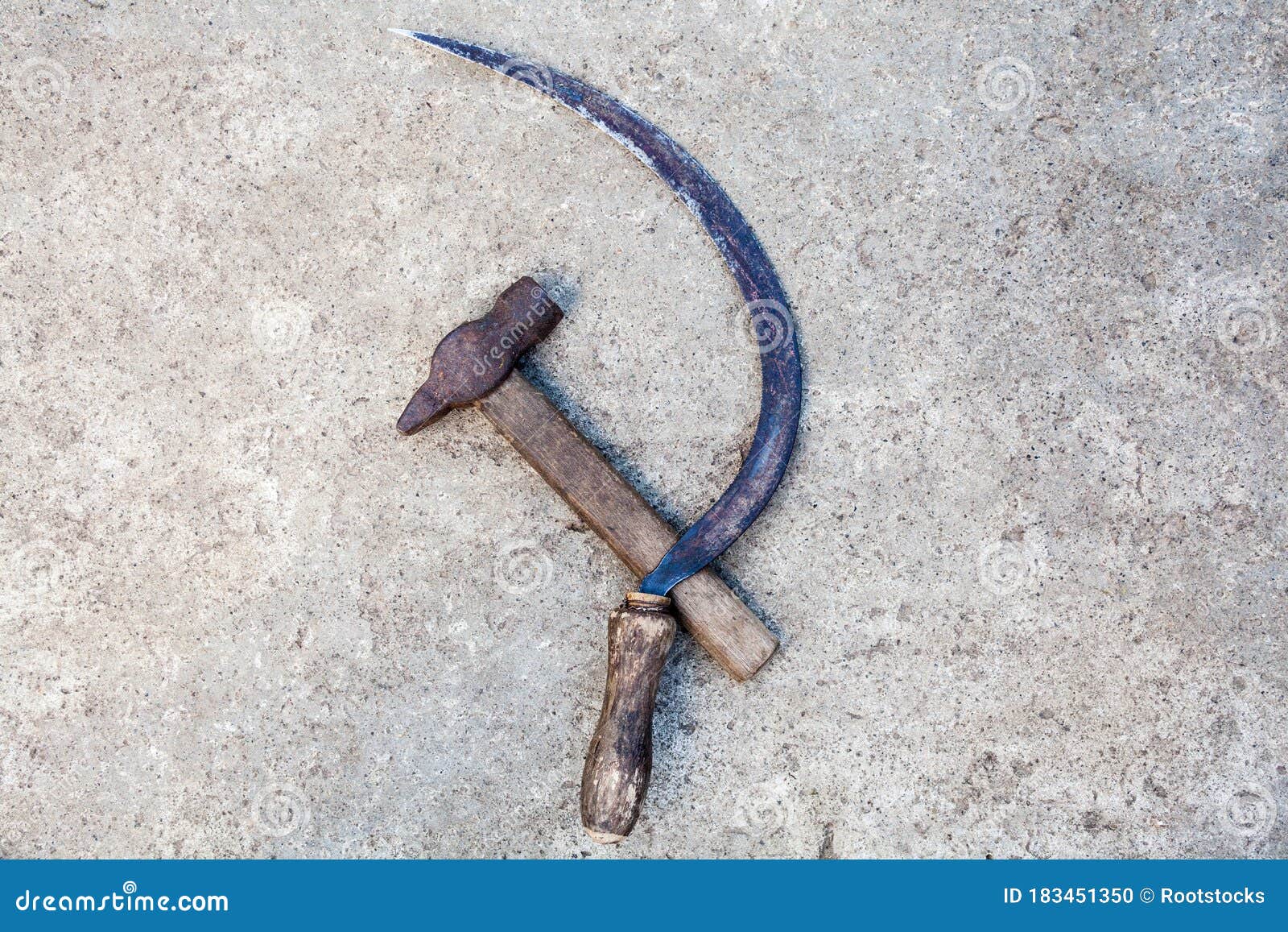 Real Sickle And Hammer Lying As The Soviet Communist Symbol Isolated On ...