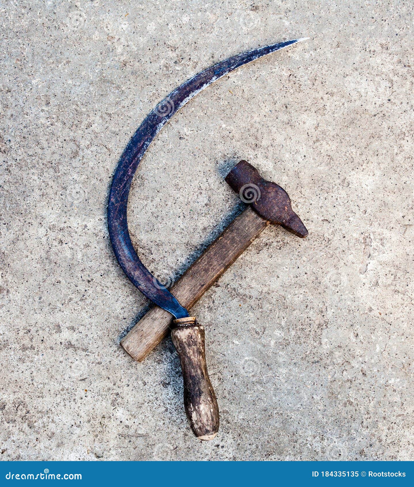 Real Sickle And Hammer Lying As The Soviet Communist Symbol Isolated On ...