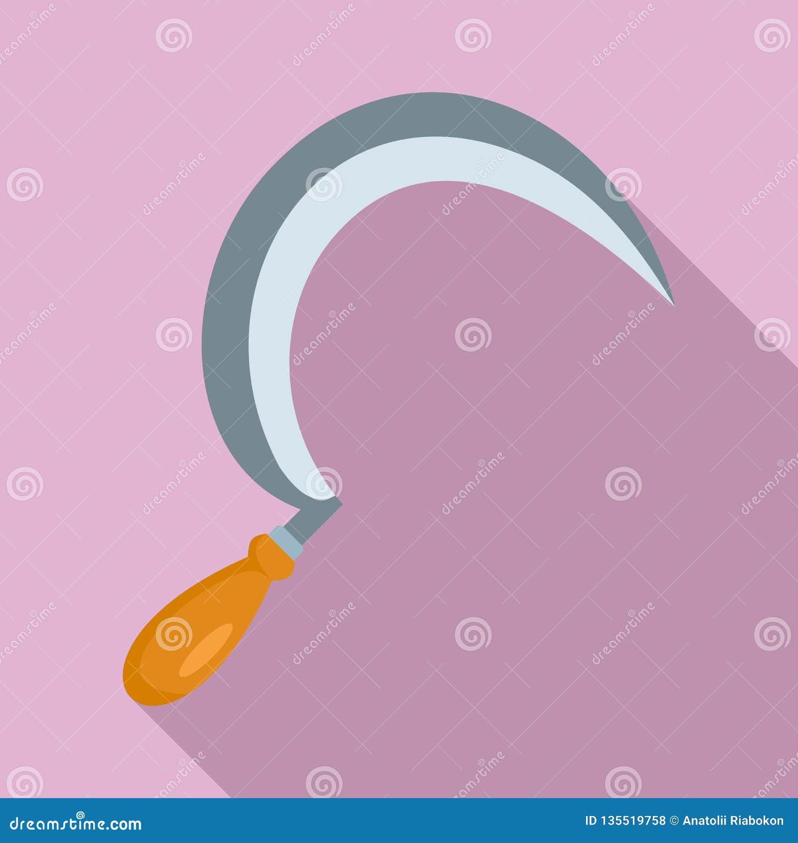 Sickle icon, flat style stock vector. Illustration of bright - 135519758