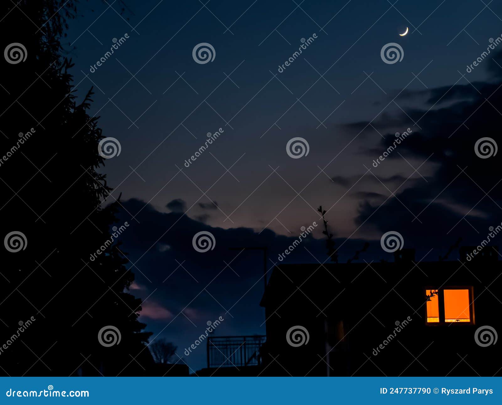Sickle Shaped Moon On The Night Sky Stock Image | CartoonDealer.com ...
