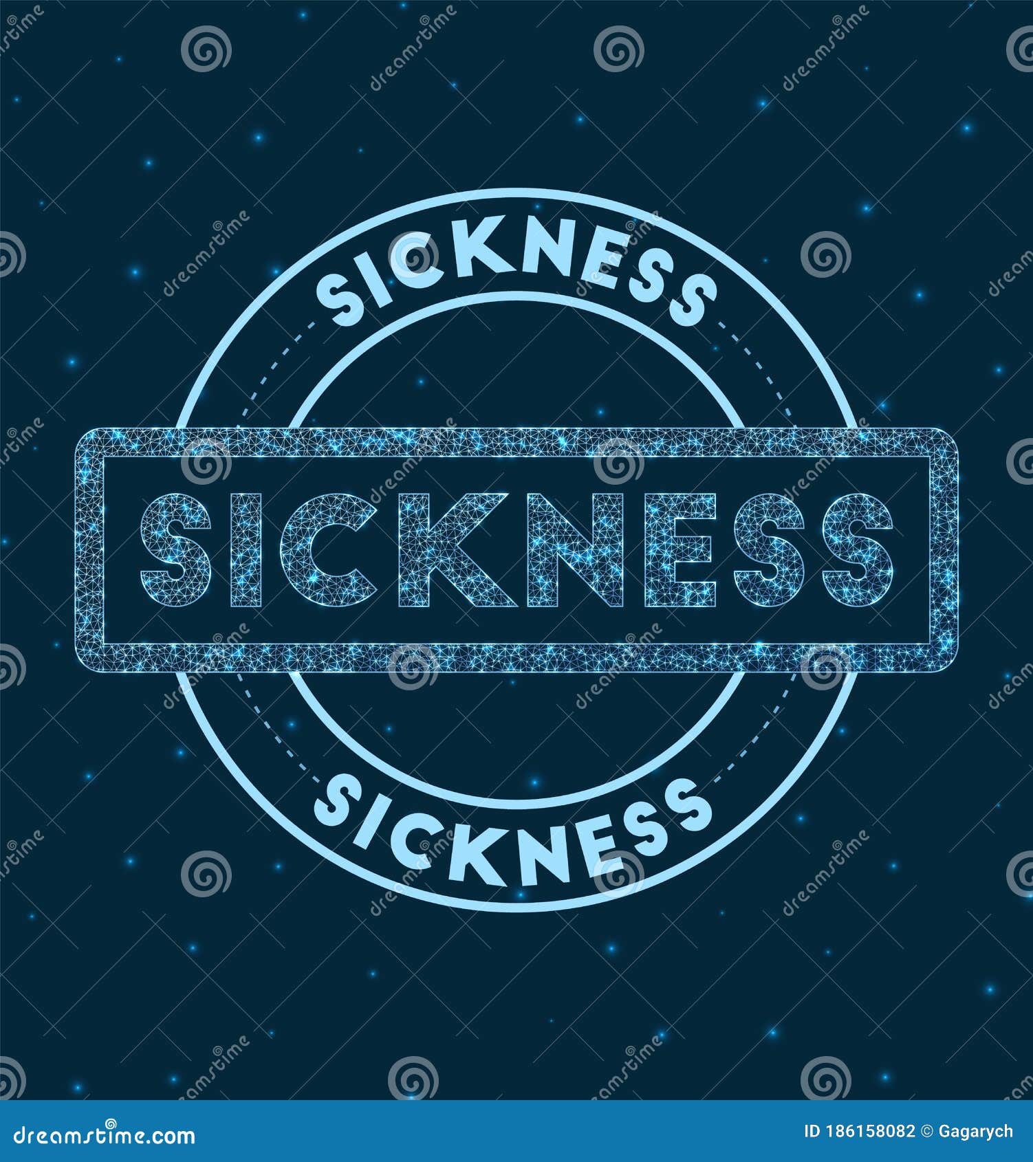 Sickness. Glowing Round Badge Stock Vector - Illustration of light ...