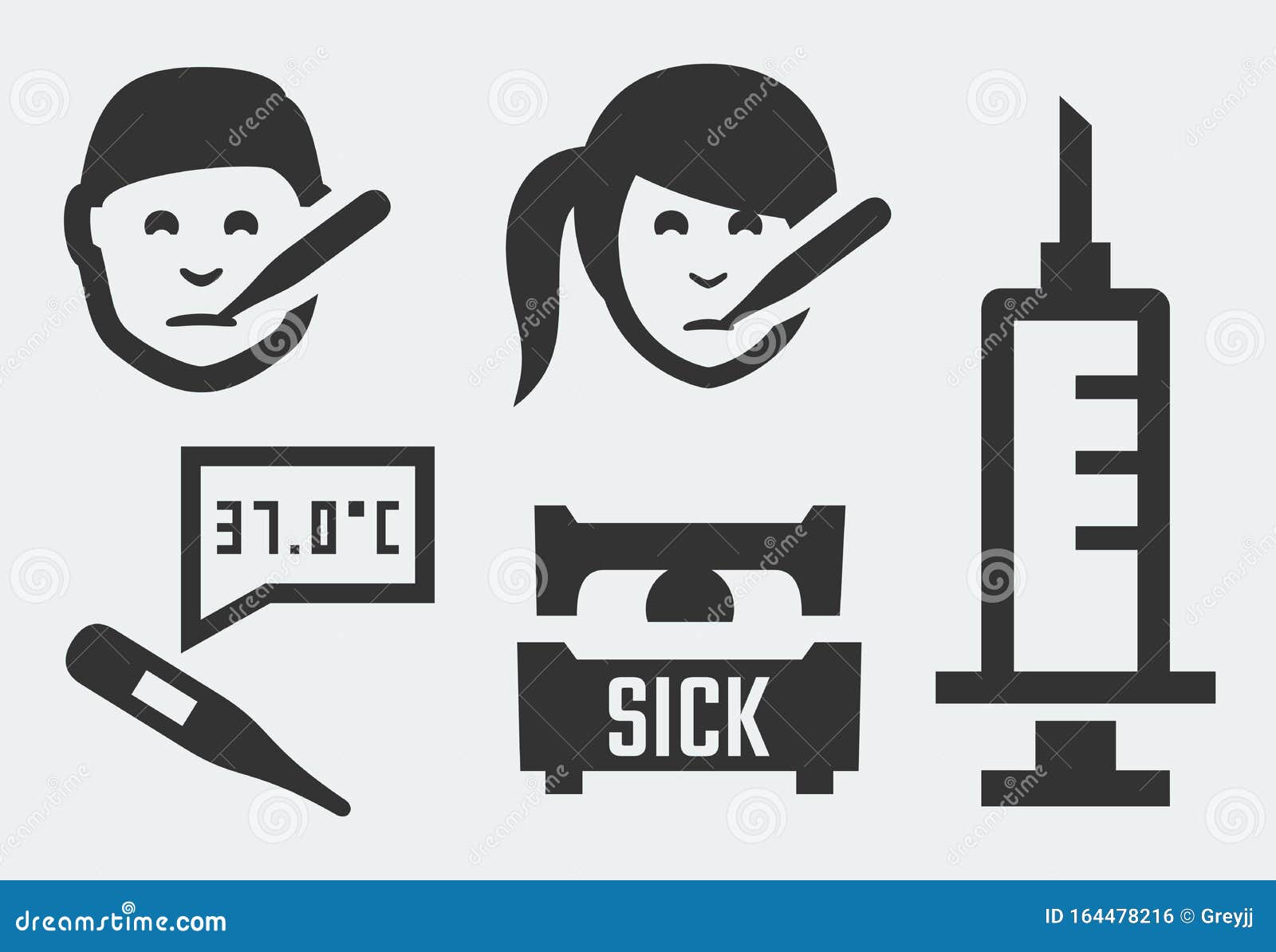 Sickness related icons set stock vector. Illustration of sign - 164478216
