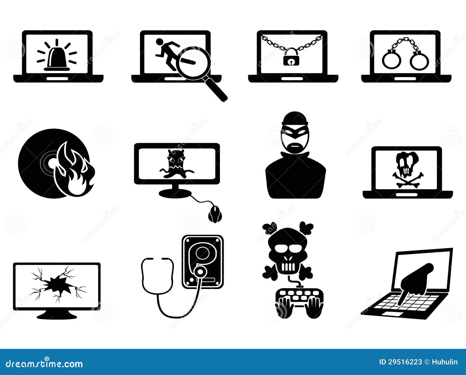 Sicurezza Informatica Ed Icone Cyber Di Thift Illustrazione Vettoriale ...