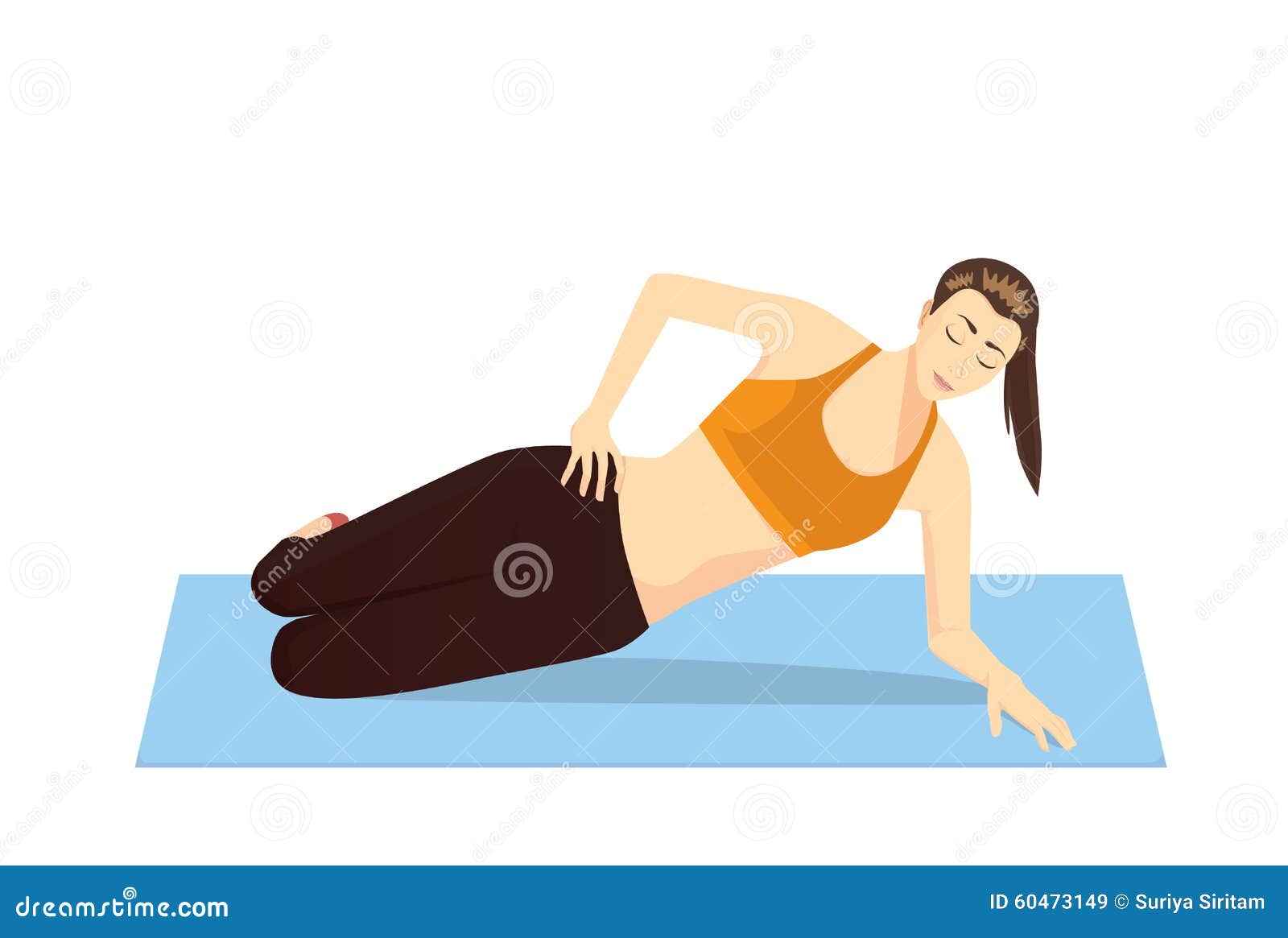 Side Abdominal Exercises with Lying Side Hip Raises Stock Vector ...