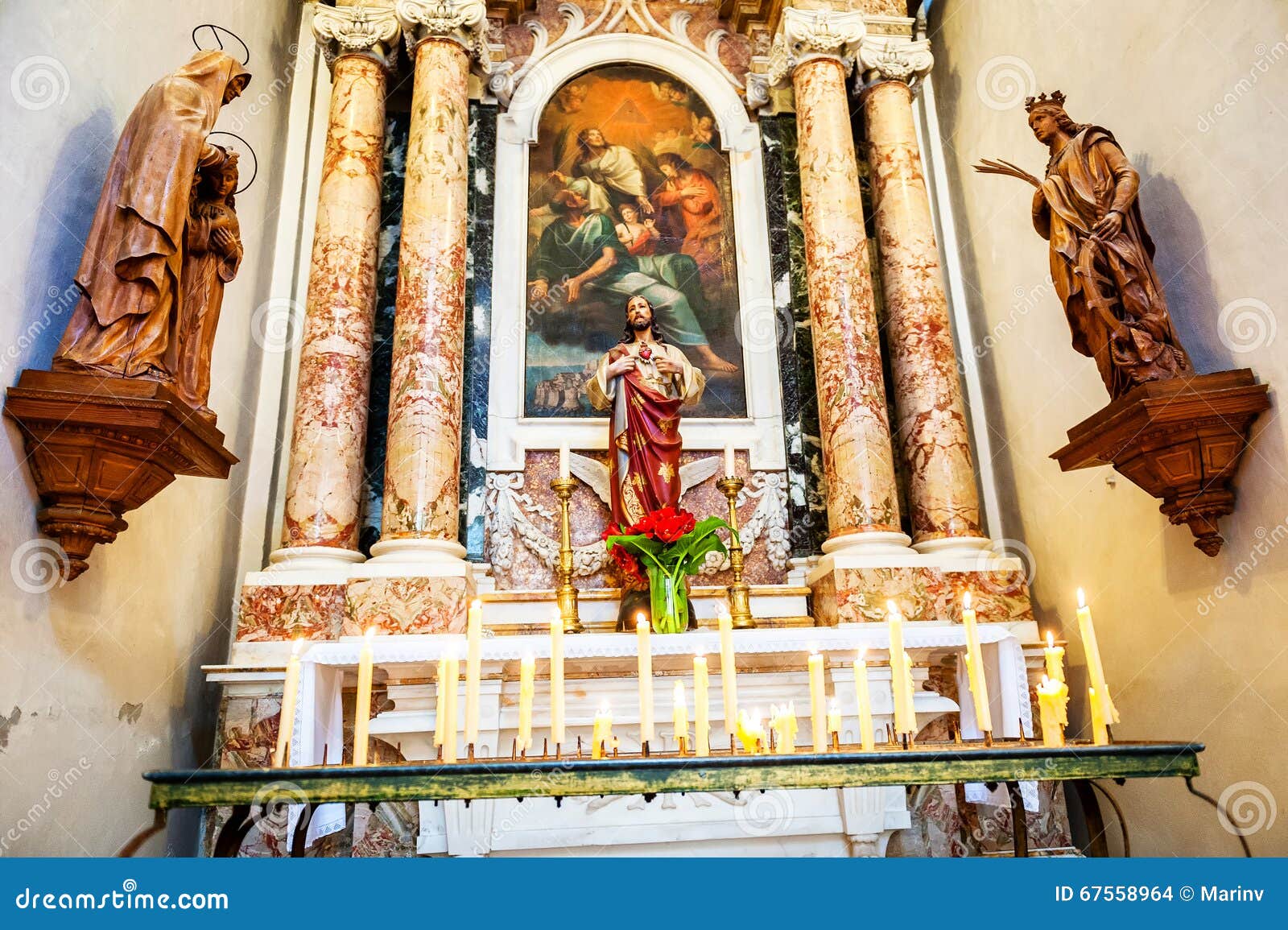 Side Altars in the Assumption Cathedral in Dubrovnik, Croatia Stock ...