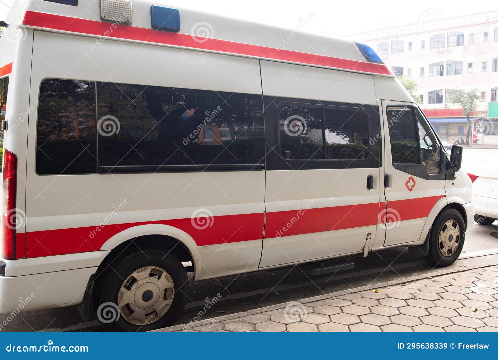 An ambulance on the street stock image. Image of save - 295638339