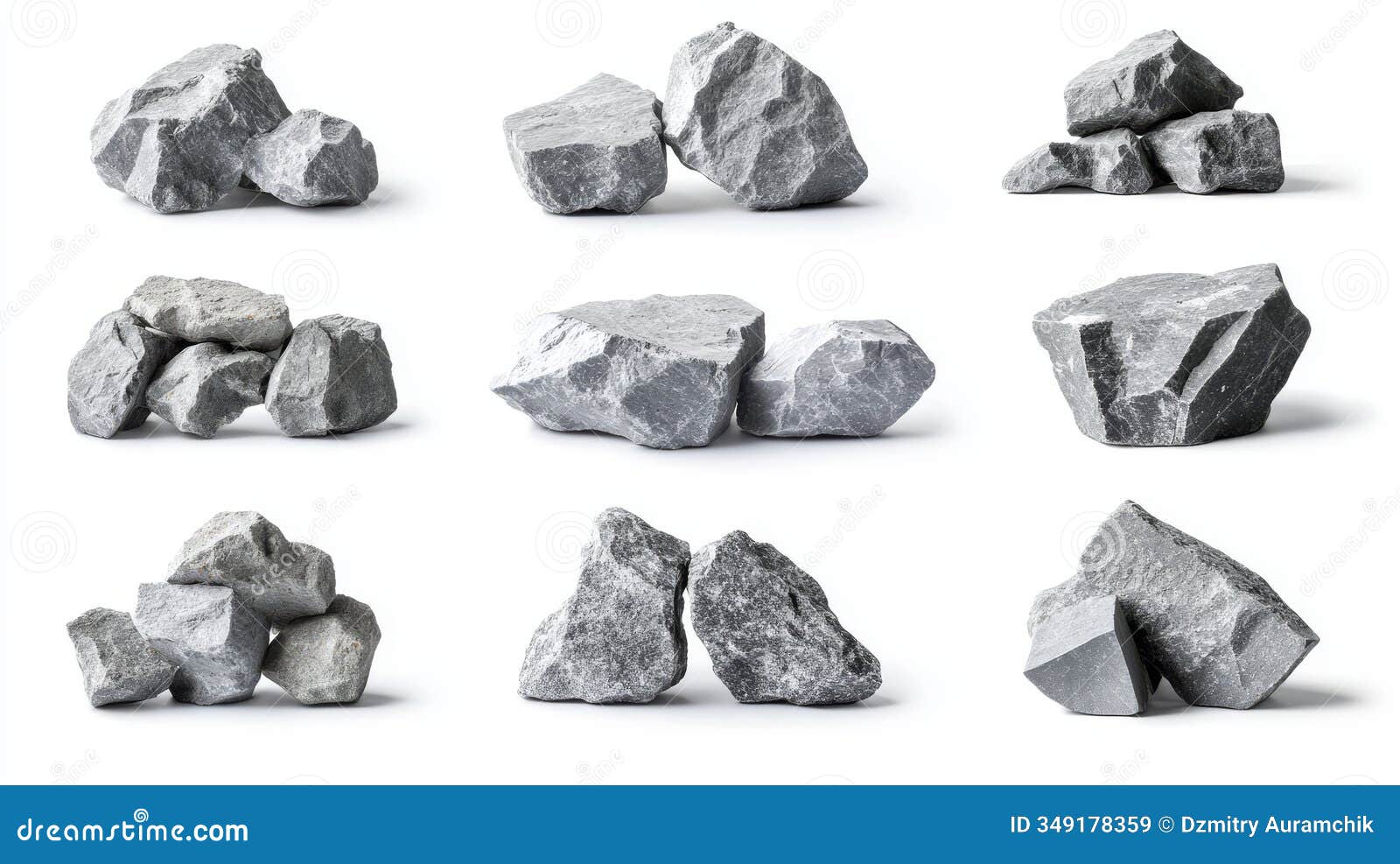 A Side Angle of Cement Blocks and Construction Waste, Placed on a White ...