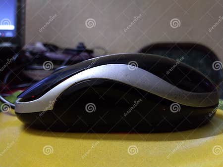Side Angle Closeup View of Computer Optical Mouse Stock Photo - Image ...