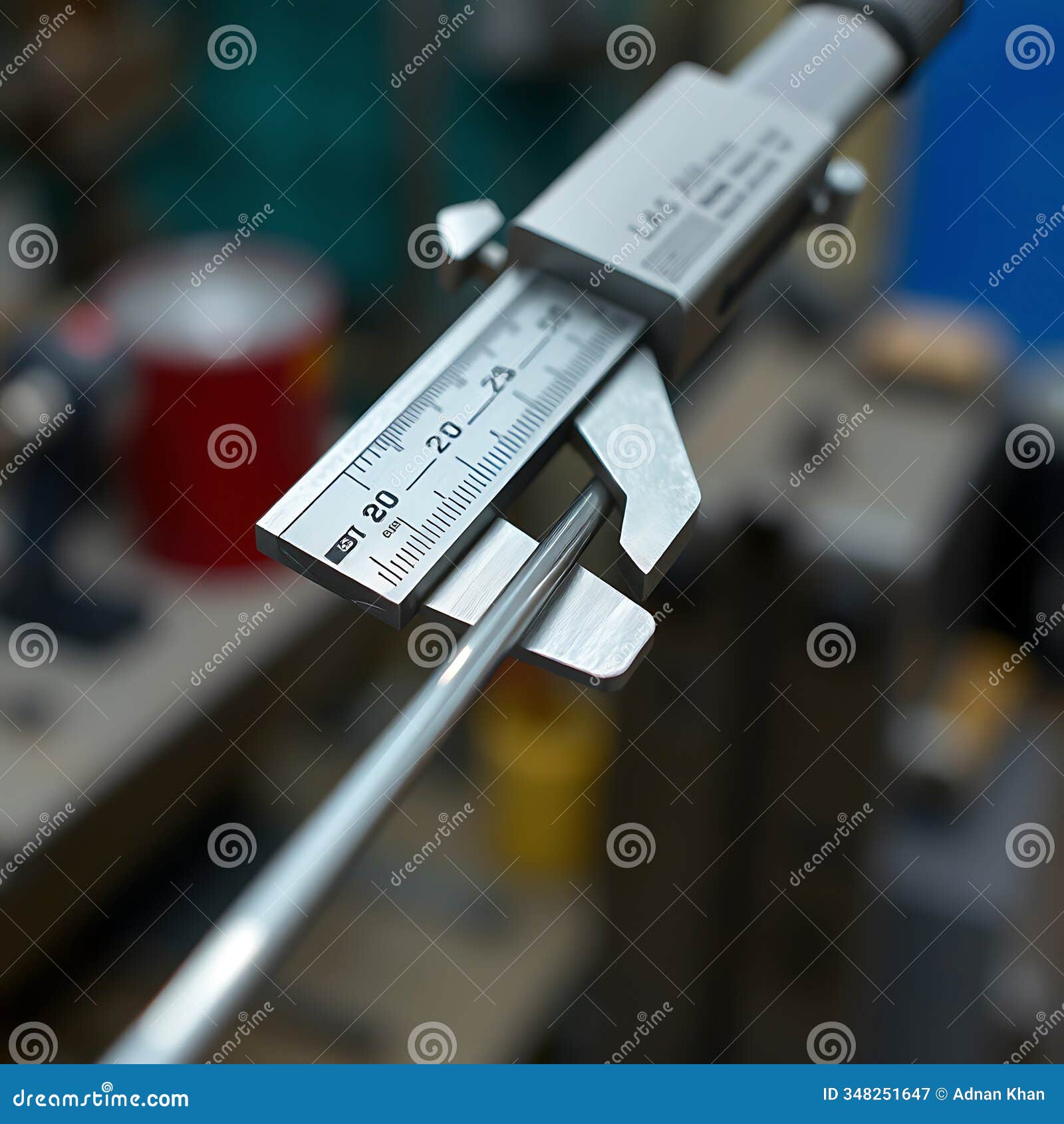 A Side Angle View of a Micrometer Measuring the Thickness of a Metal ...