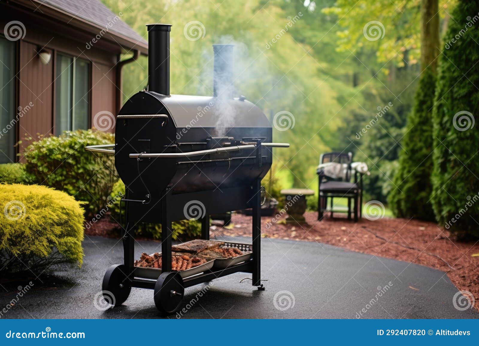 Side Angle View of Smoking Bbq Smoker Stock Illustration - Illustration ...