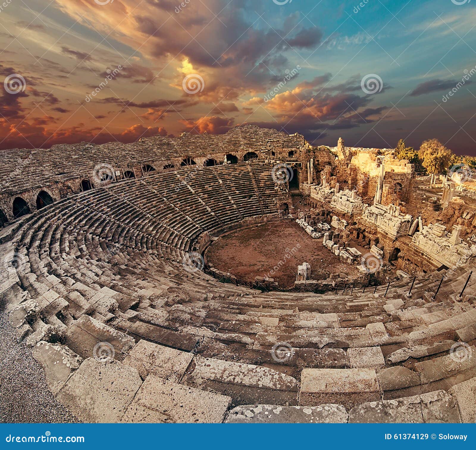 Side Antique Amphitheatre Fish Eye Top View Stock Image - Image of ...