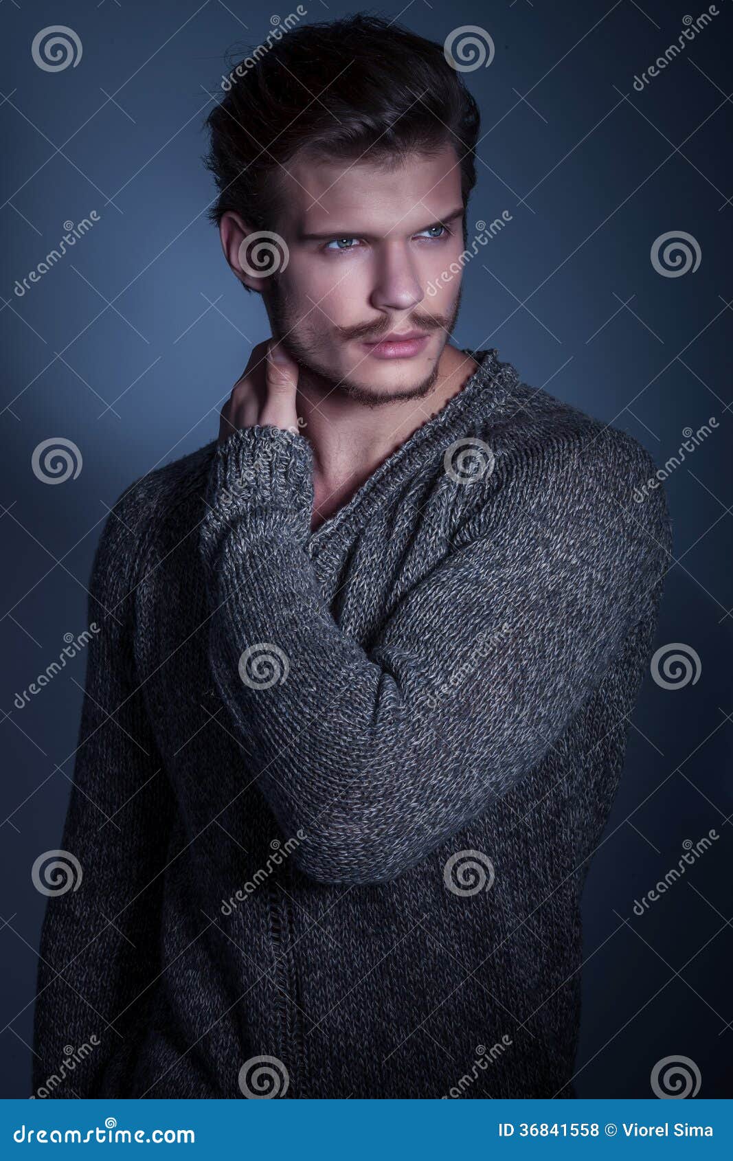 Side of a Beauty Male Model Looking Away Stock Photo - Image of light ...