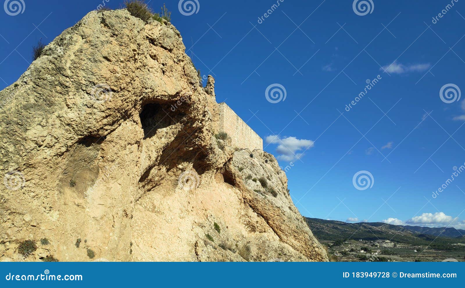 Side of a Big Mountain Rock in Spain Stock Photo - Image of hill, ruins ...