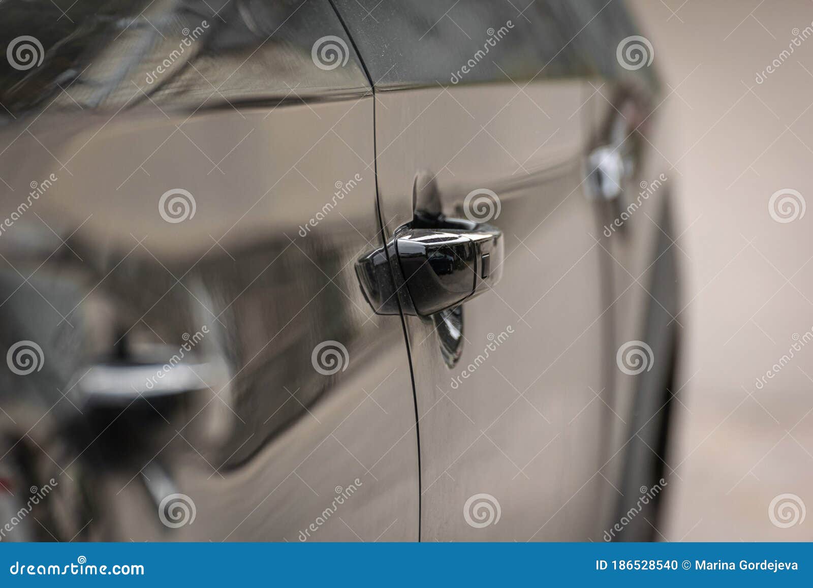Side of the Black Car - Perspective View. the Door Handle of a Modern ...