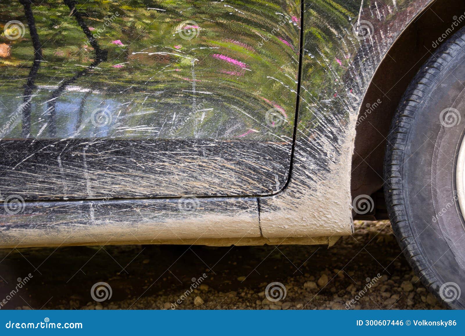 The Side of a Black Car, Splattered with Mud Stock Photo - Image of ...