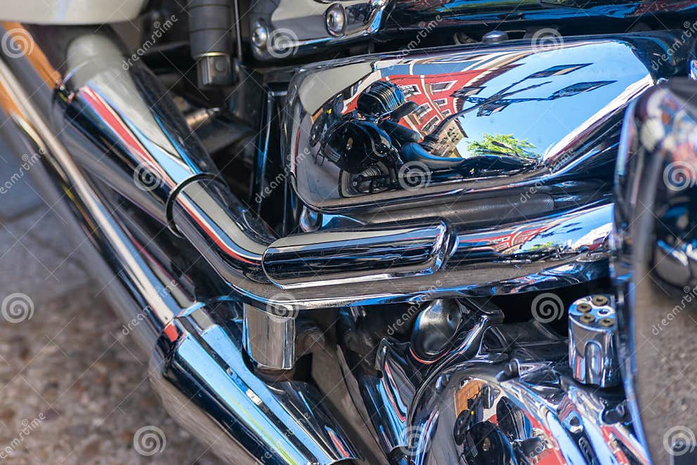 Side Block of a Large-displacement Motorcycle Engine Stock Image ...