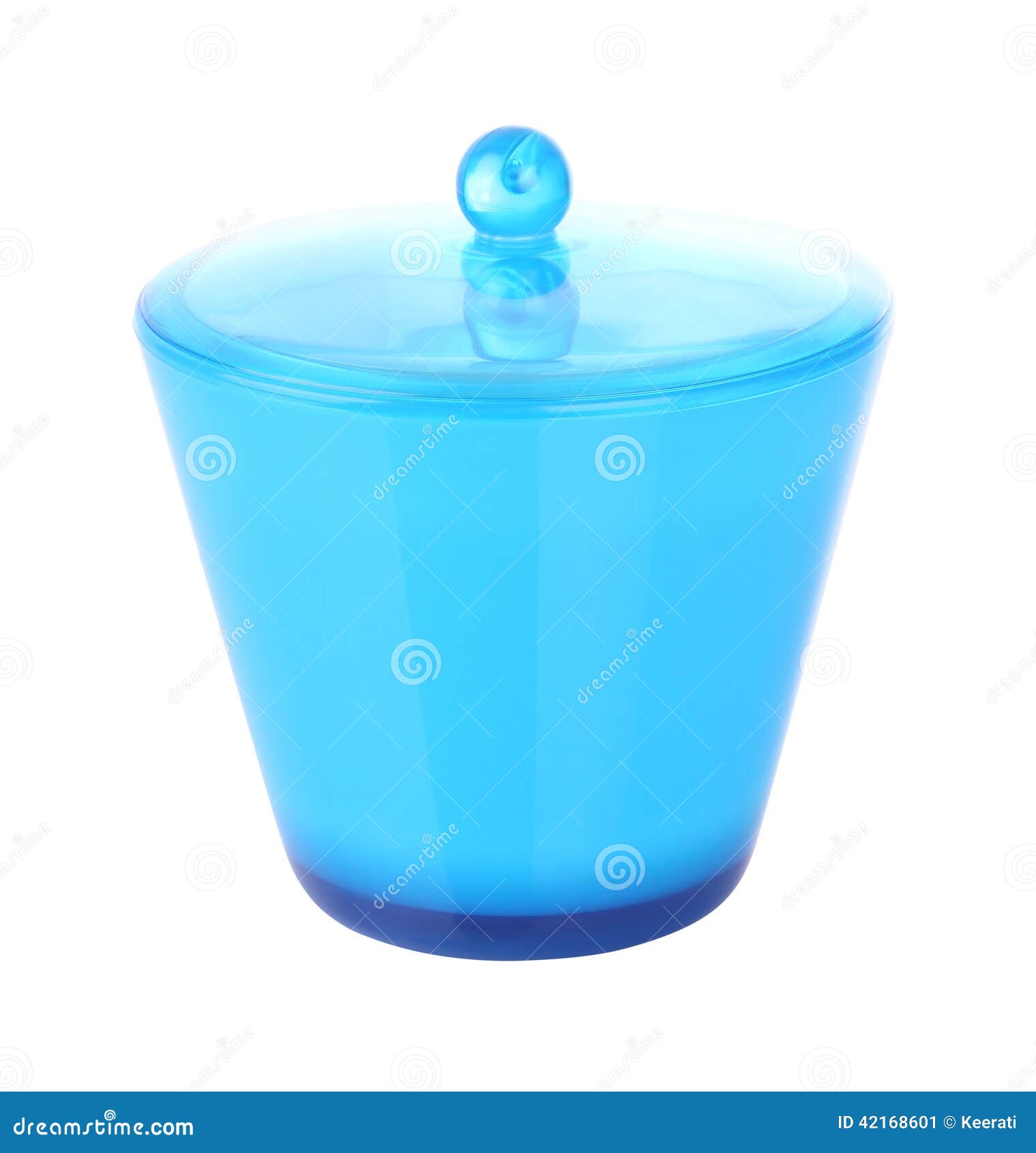 Side of Blue Plastic Jar with Cover Stock Image - Image of close ...