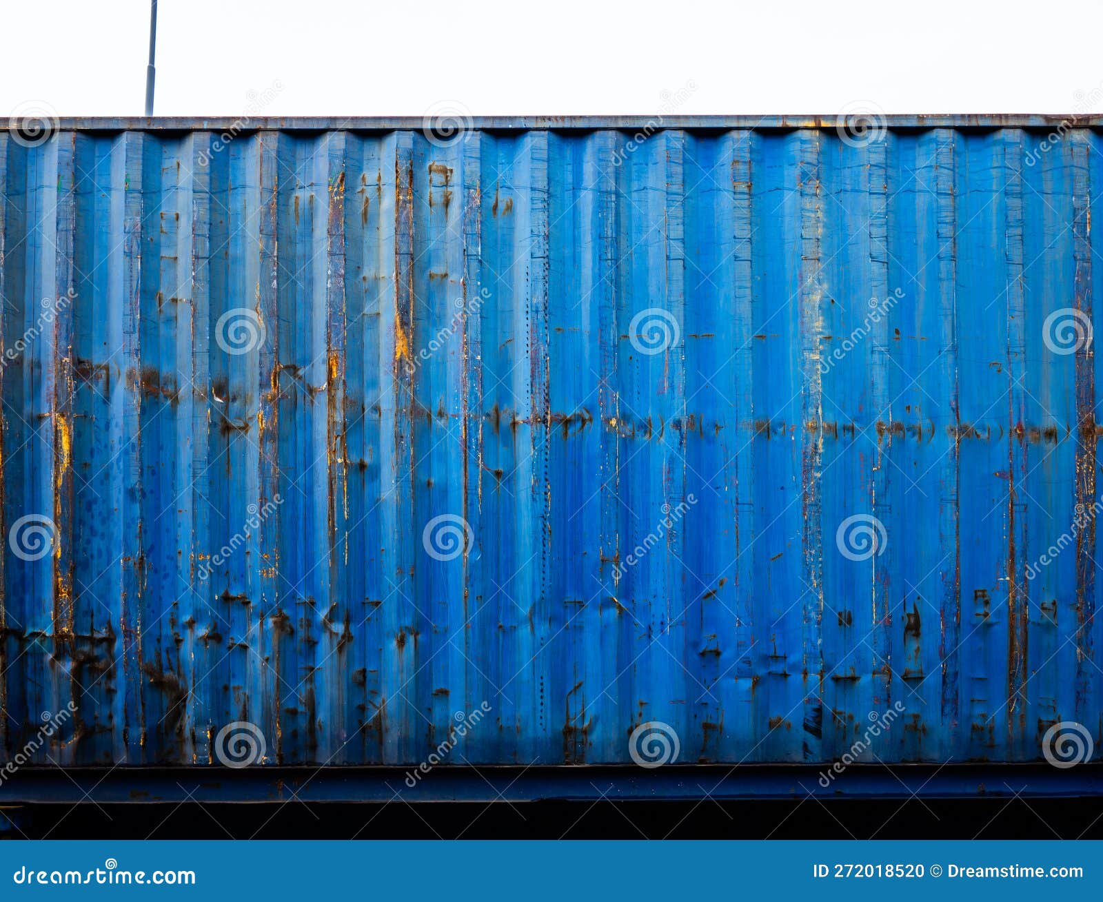 Side of a Blue Worn Shipping Container.. Stock Photo - Image of ...