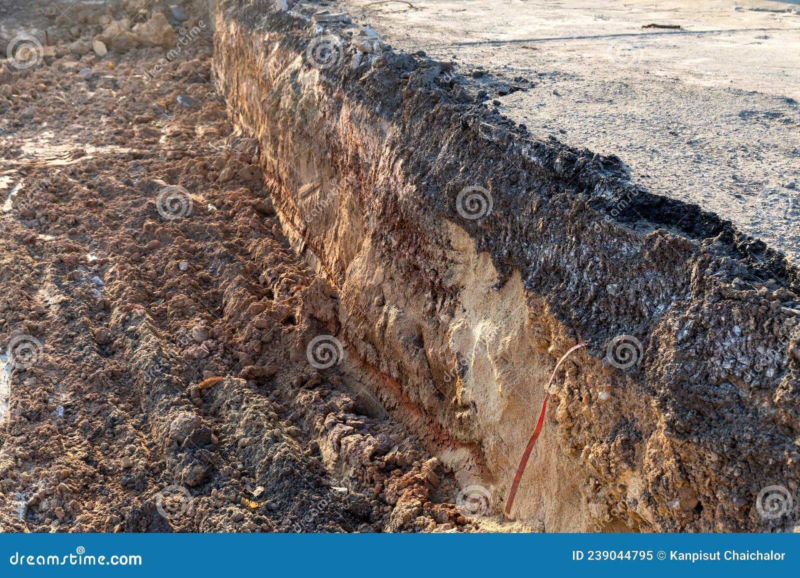 Side of the Broken Asphalt Road Collapsed and Fallen. Road Collapses ...