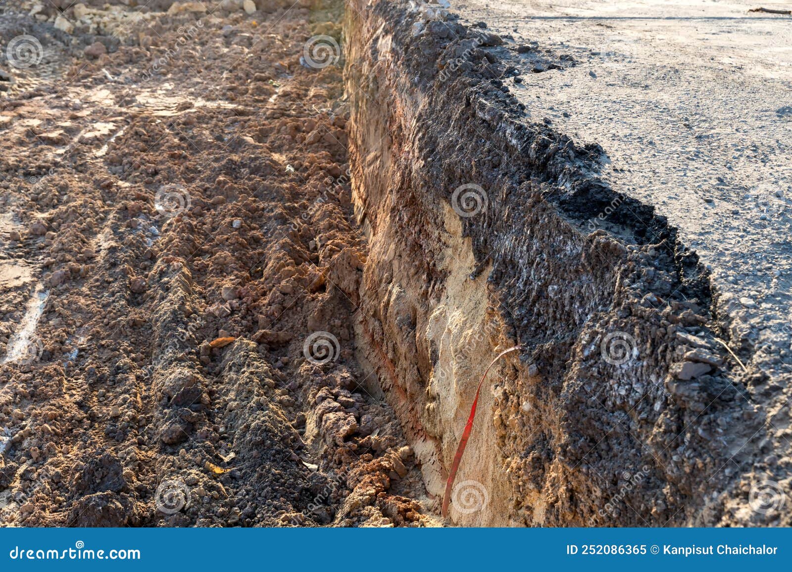 Collapsed Soil Near The Concrete Rings Of An Underground Well ...