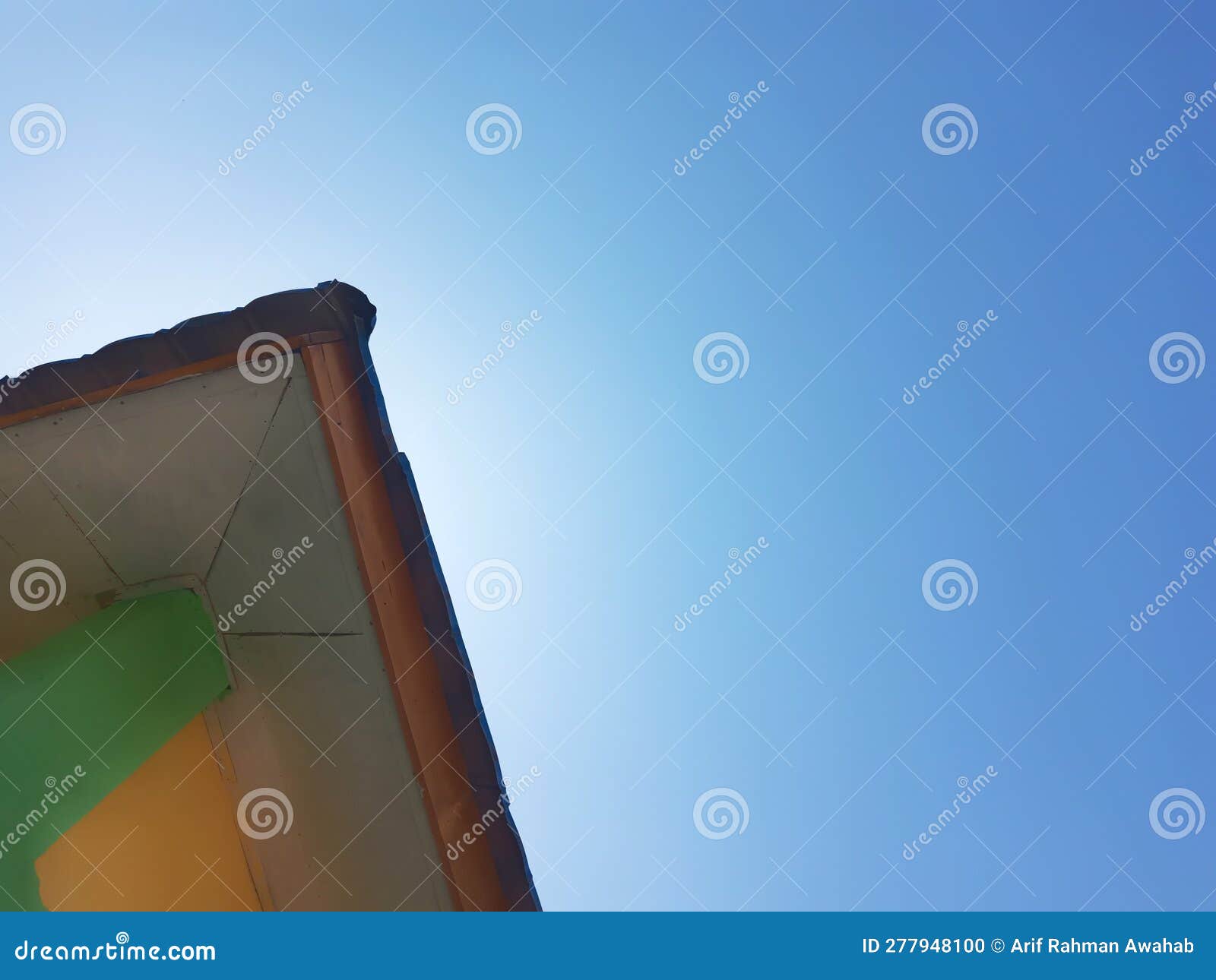 Side of a Building with Clear Blue Sky Background Stock Photo - Image ...