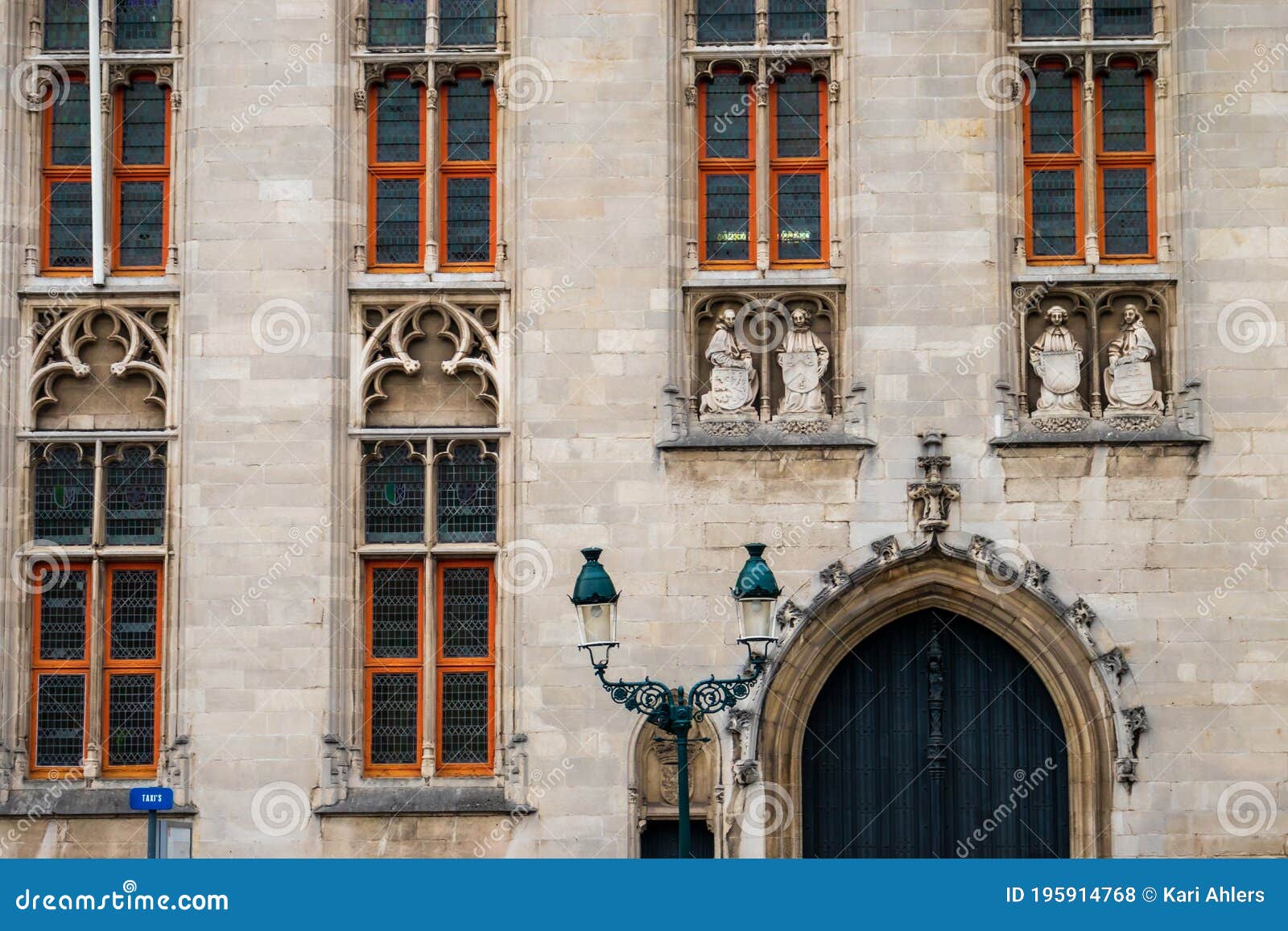 Windows on a Building in Bruges, Belgium Central Square Editorial Stock ...