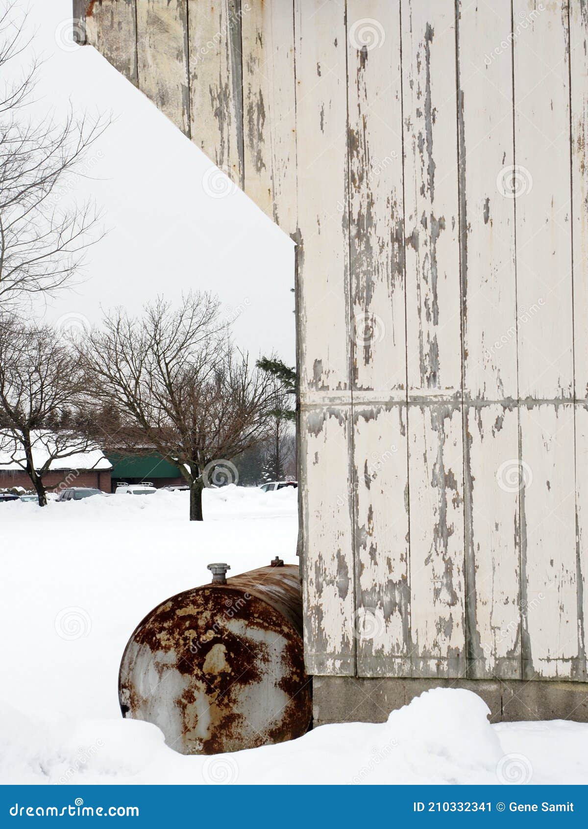 The Side of the Building in a Winter Scene. Stock Image - Image of snow ...