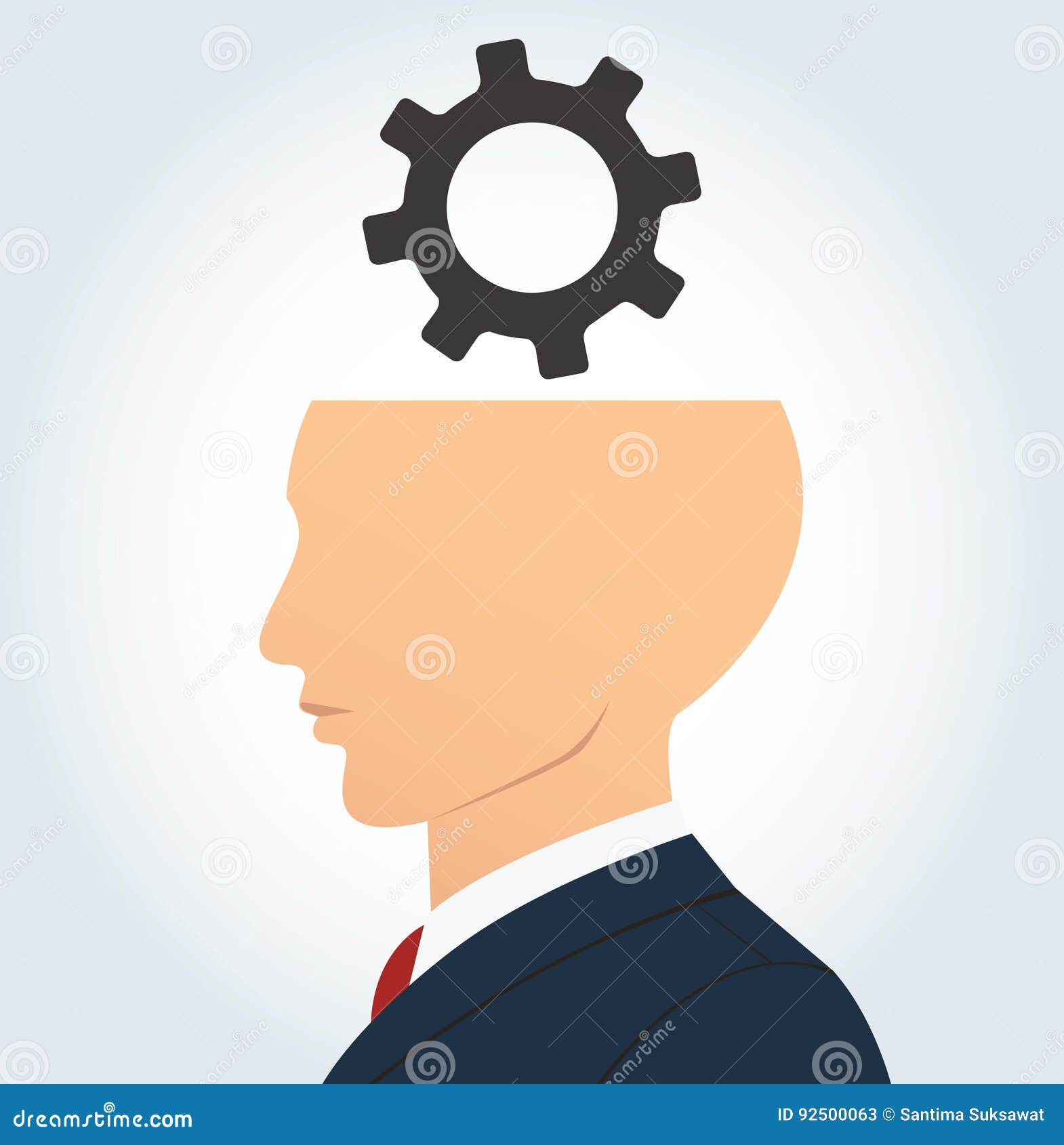 Side Businessman Head with Gears Icon Vector. Stock Vector ...