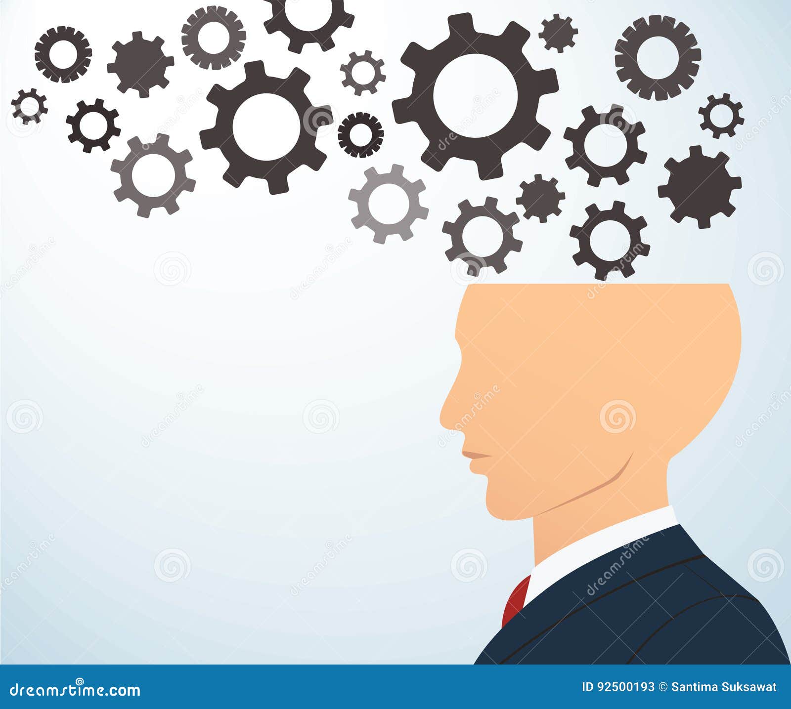 Side Businessman Head with Gears Icon Vector. Stock Vector ...