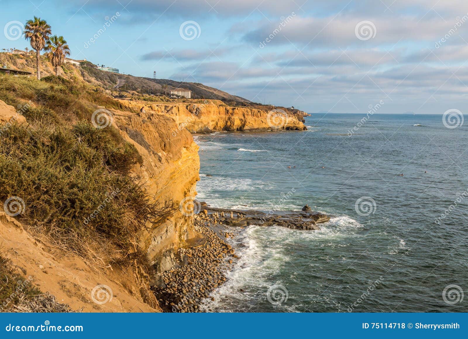 Side of Cliff with Ocean Below at Sunset Cliffs Stock Photo - Image of ...