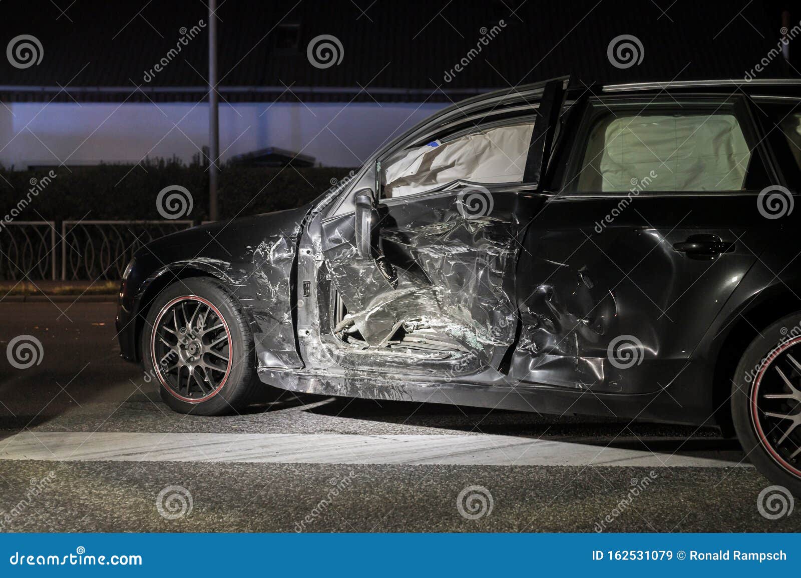 Side Collision in an Accident, Car Total Loss Stock Image - Image of ...