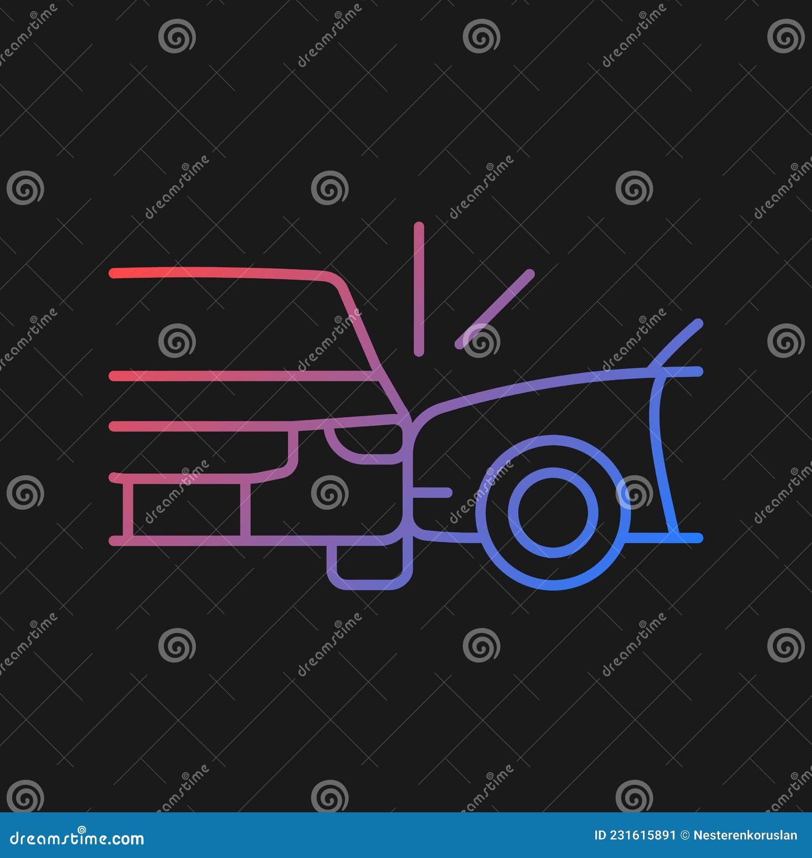 Side Collision Of Two Autos On Road. Truck Hitting And Damaging ...