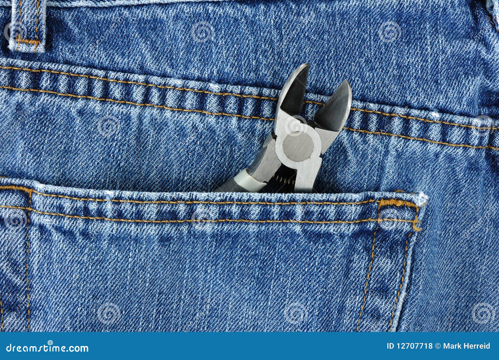 Side Cutters in Blue Jeans Pocket Stock Photo - Image of dungarees ...
